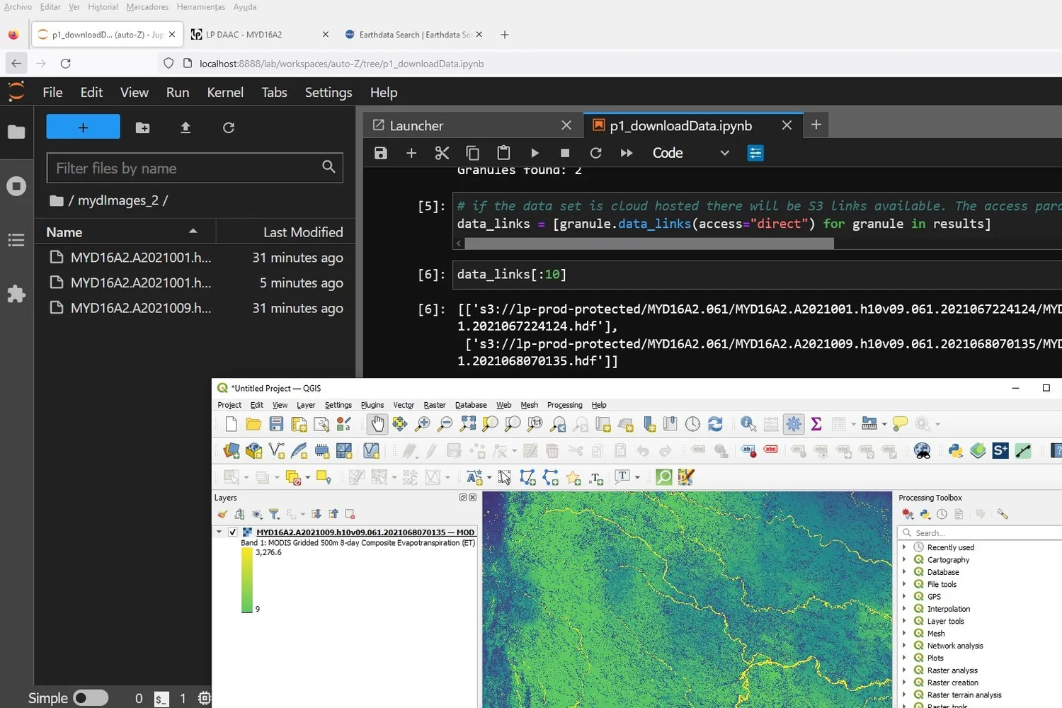 How to download Actual Evapotranspiration ET raster data (MYD16A2) with Python and Earthaccess ...