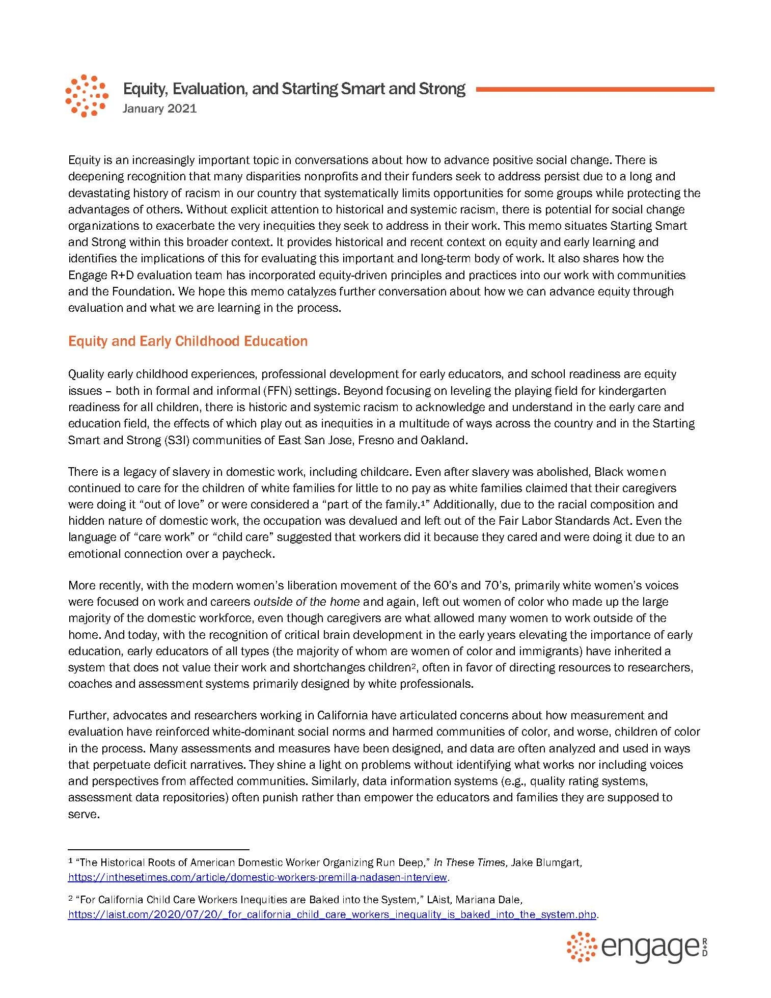 Equity, Evaluation, and Starting Smart and Strong — Engage R+D