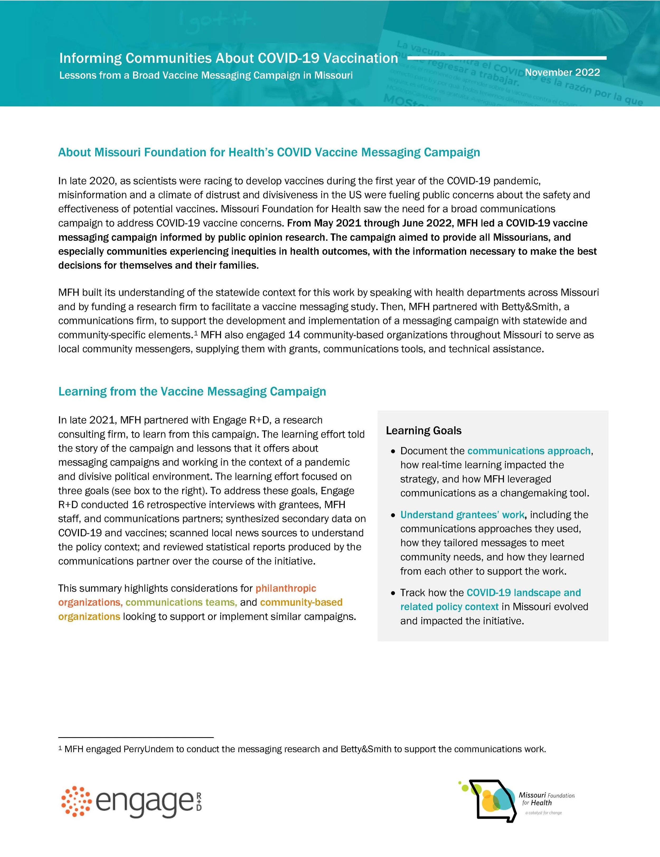 Informing Communities about COVID-19 Vaccination — Engage R+D