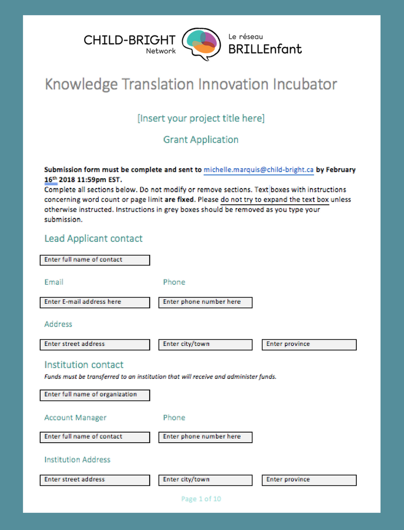 KT Innovation Incubator Apply Now — CHILD-BRIGHT Network