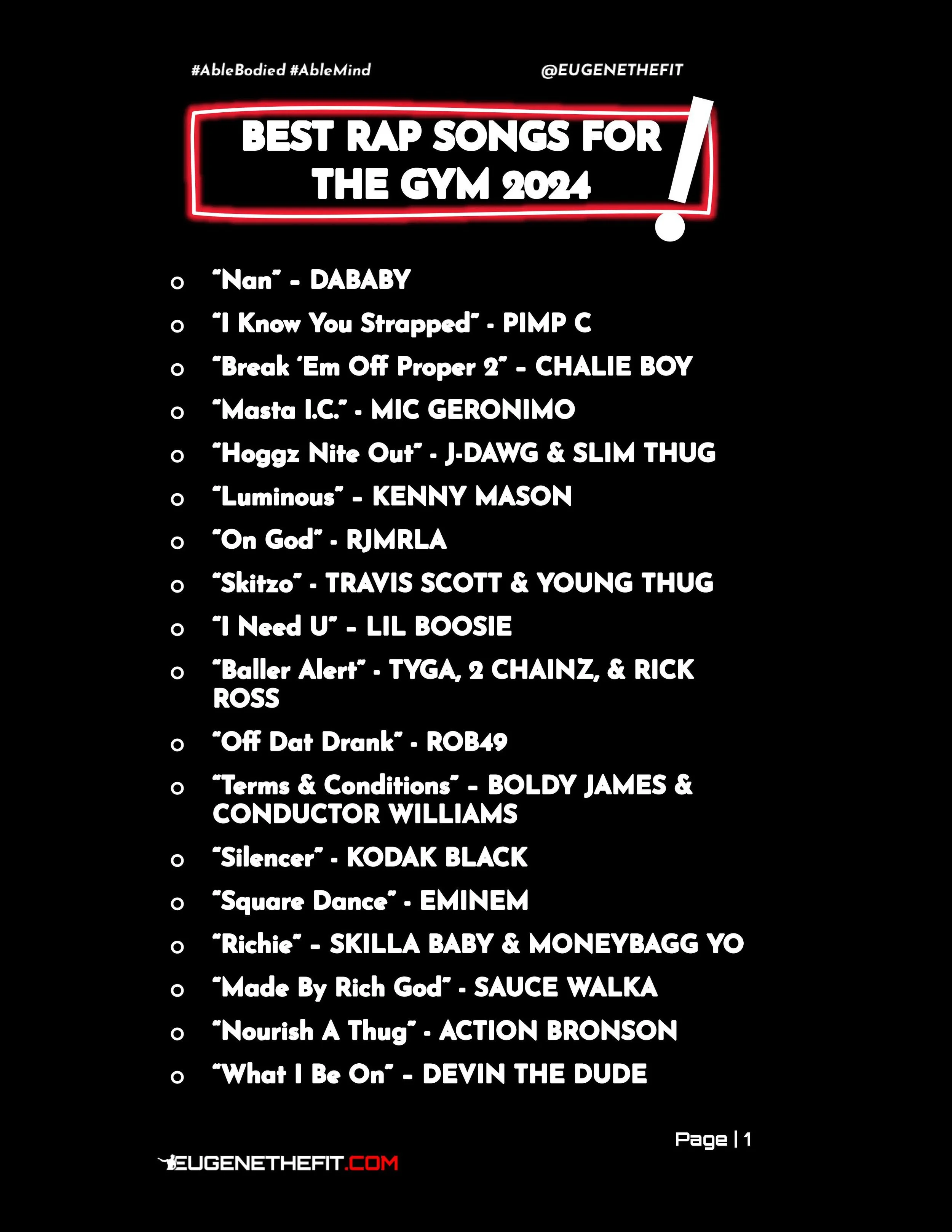 Best Rap Songs For The Gym 2024 — EugeneTheFit.com