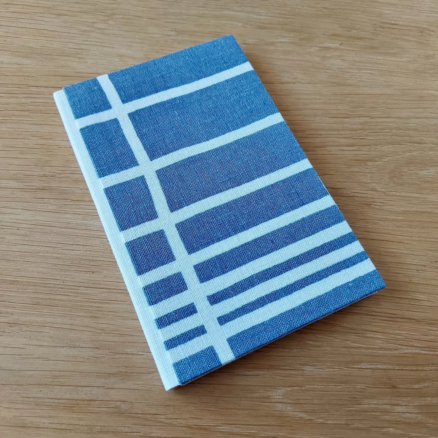 Medium Size Light Blue Print Linen Notebook with Soft Covers — paperiaarre