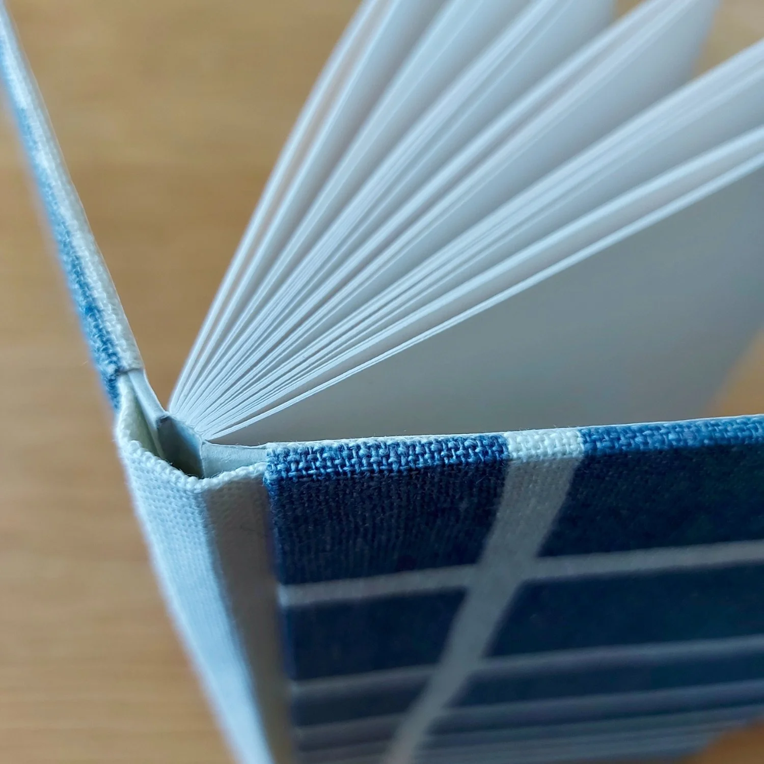 Medium Size Light Blue Print Linen Notebook with Soft Covers — paperiaarre