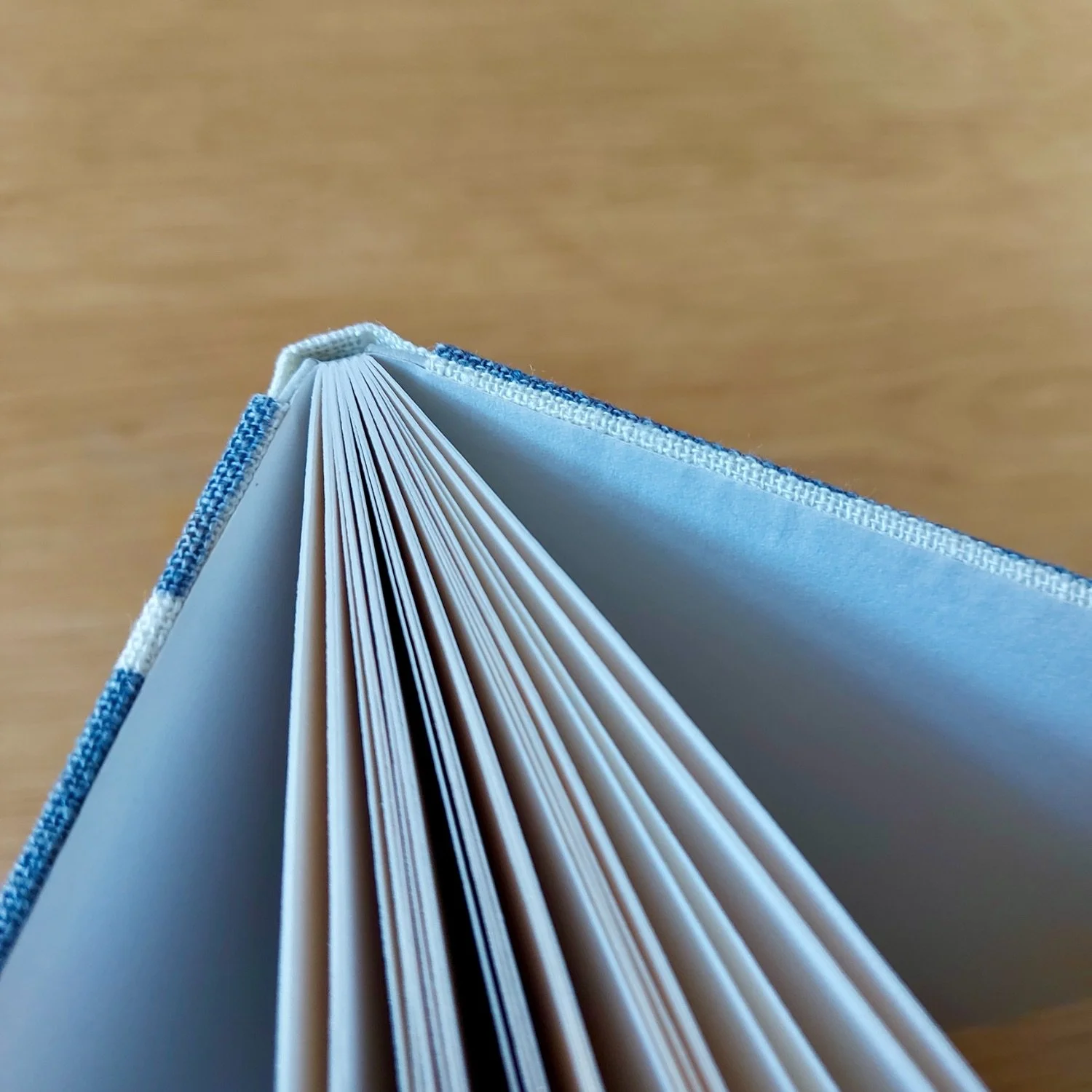 Medium Size Light Blue Print Linen Notebook with Soft Covers — paperiaarre