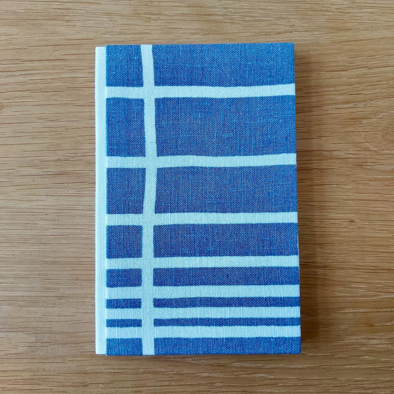 Medium Size Light Blue Print Linen Notebook with Soft Covers — paperiaarre