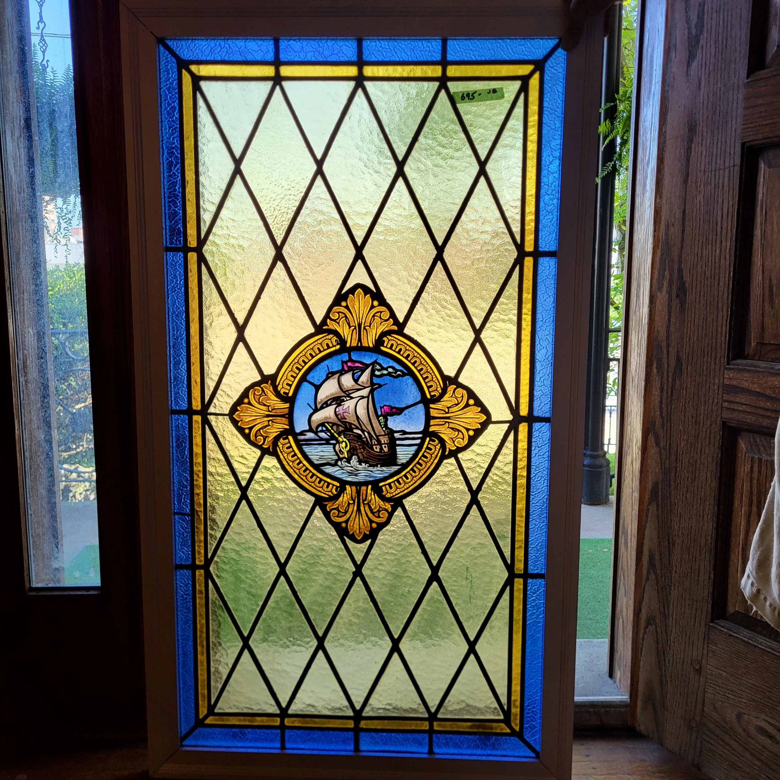 Antique Cathedral Framed Antique Stained Glass Window — Architectural 4706