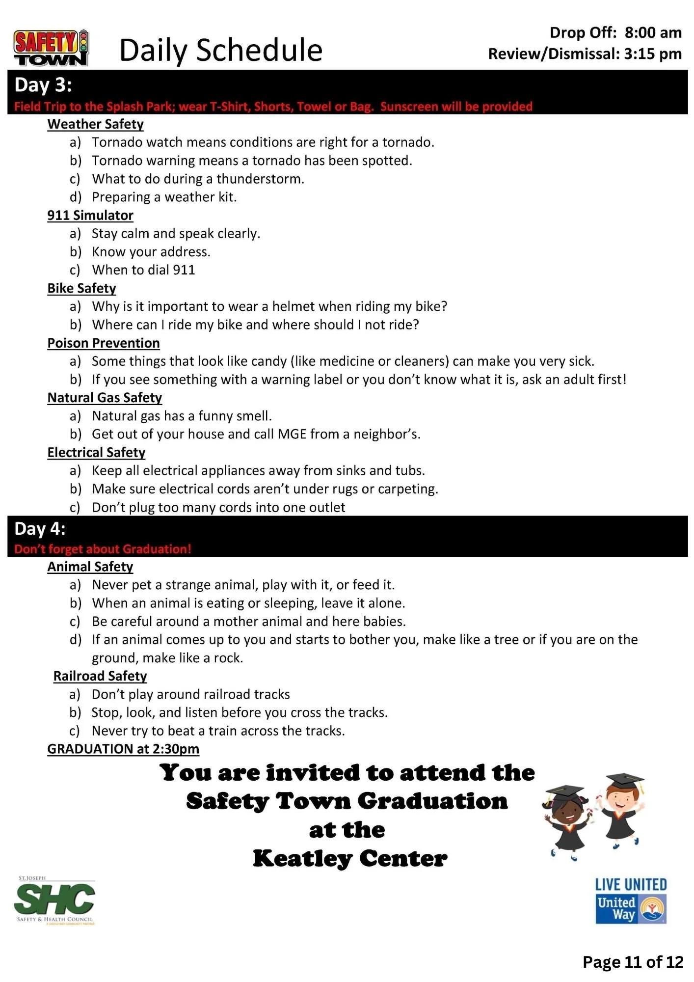 Safety Town Parent Packet — St. Joseph Safety & Health Council