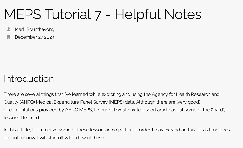 MEPS Tutorial - Some of my helpful notes — Mark Bounthavong