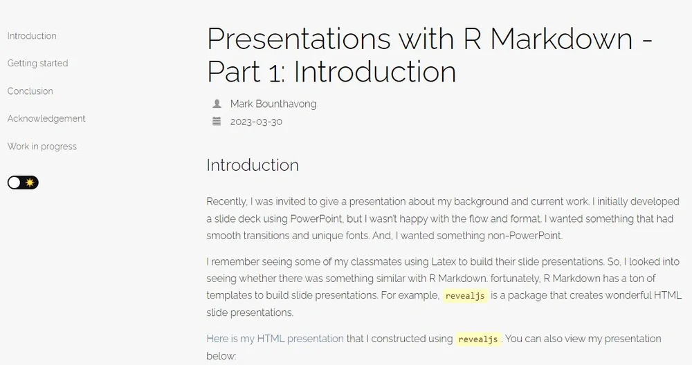 Building an HTML Presentation Using R Markdown — Mark Bounthavong