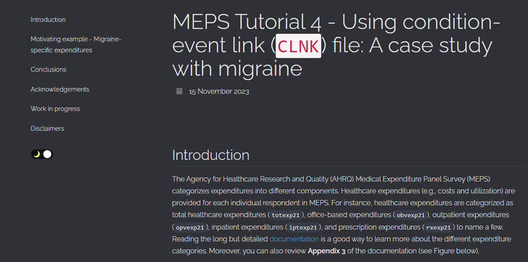 MEPS tutorials on linkage files and trend analysis — Mark Bounthavong