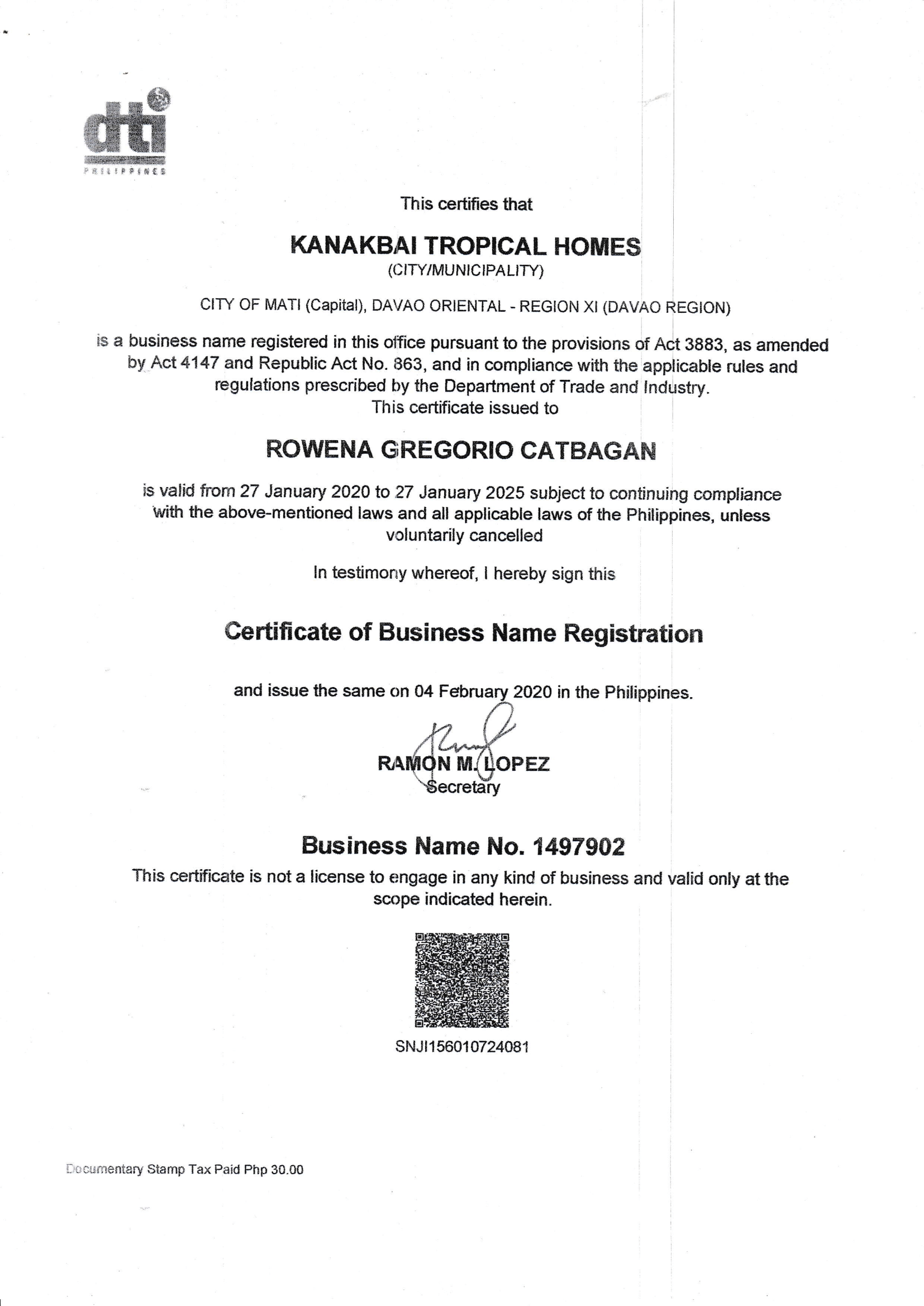 Business Documents — TROPICAL KANAKBAI