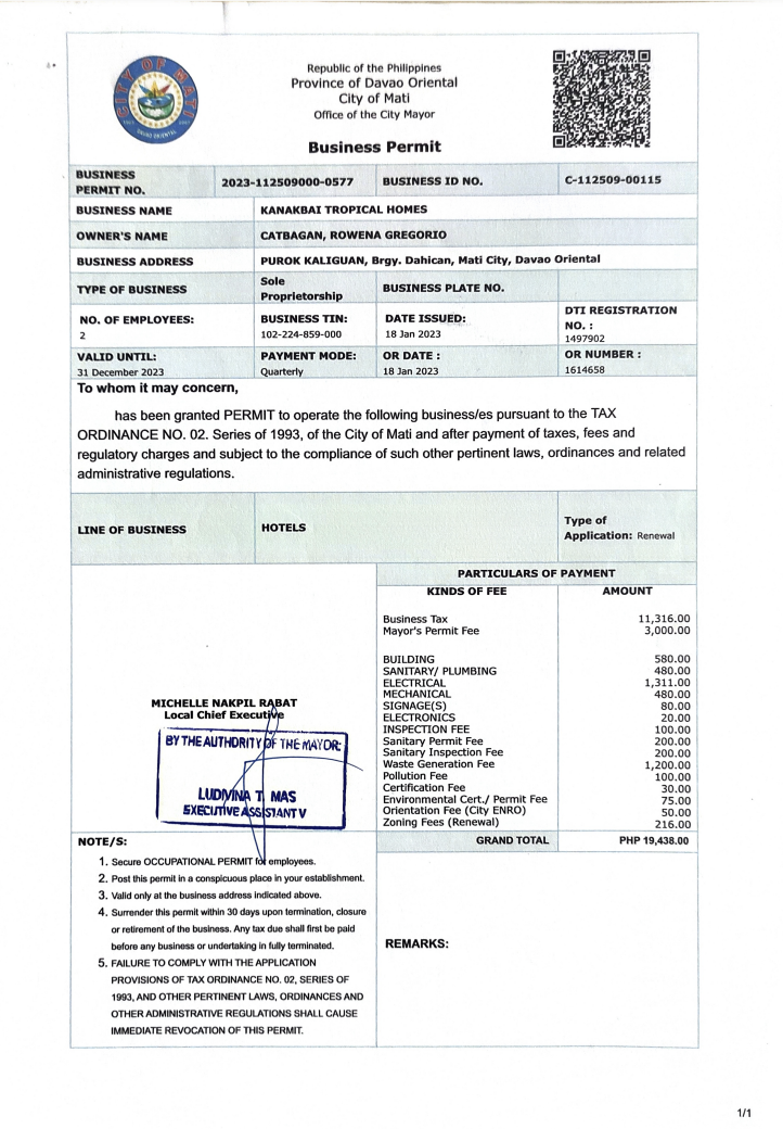Business Documents — TROPICAL KANAKBAI