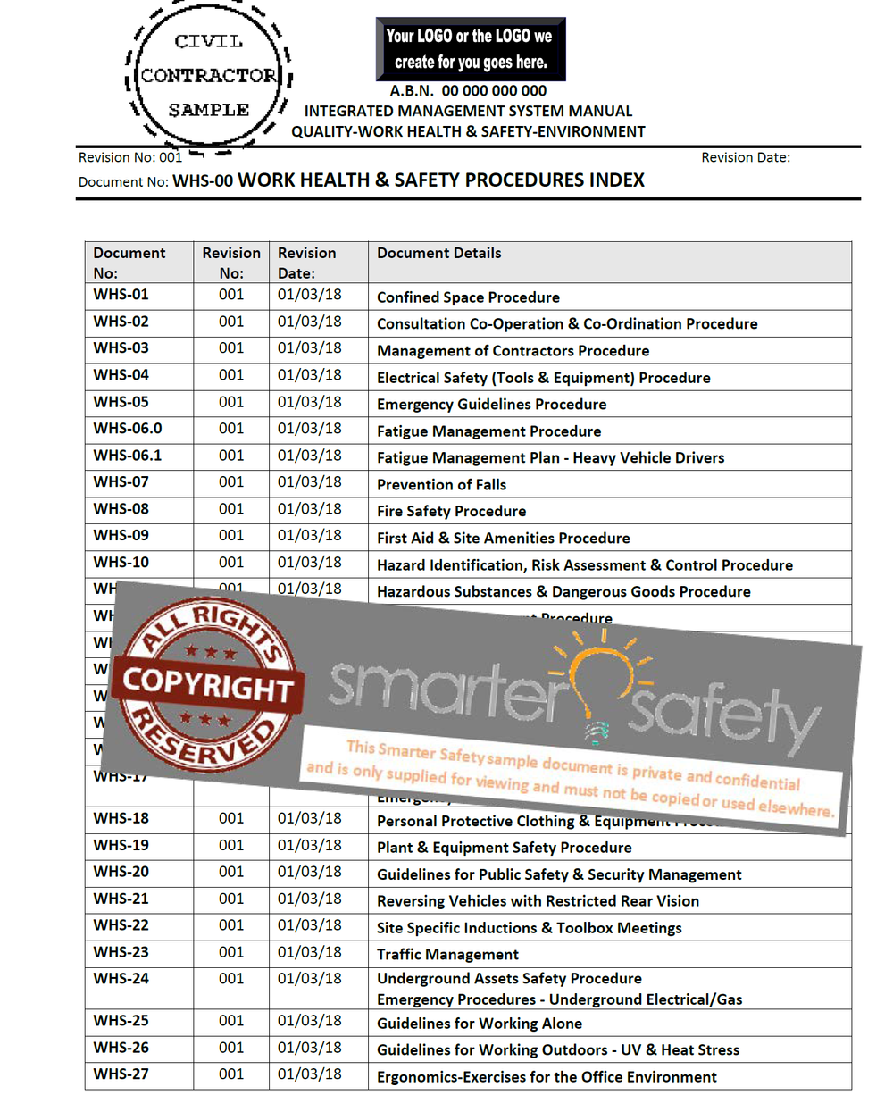 Index — IMS Integrated Management System safety quality enviro swms ...