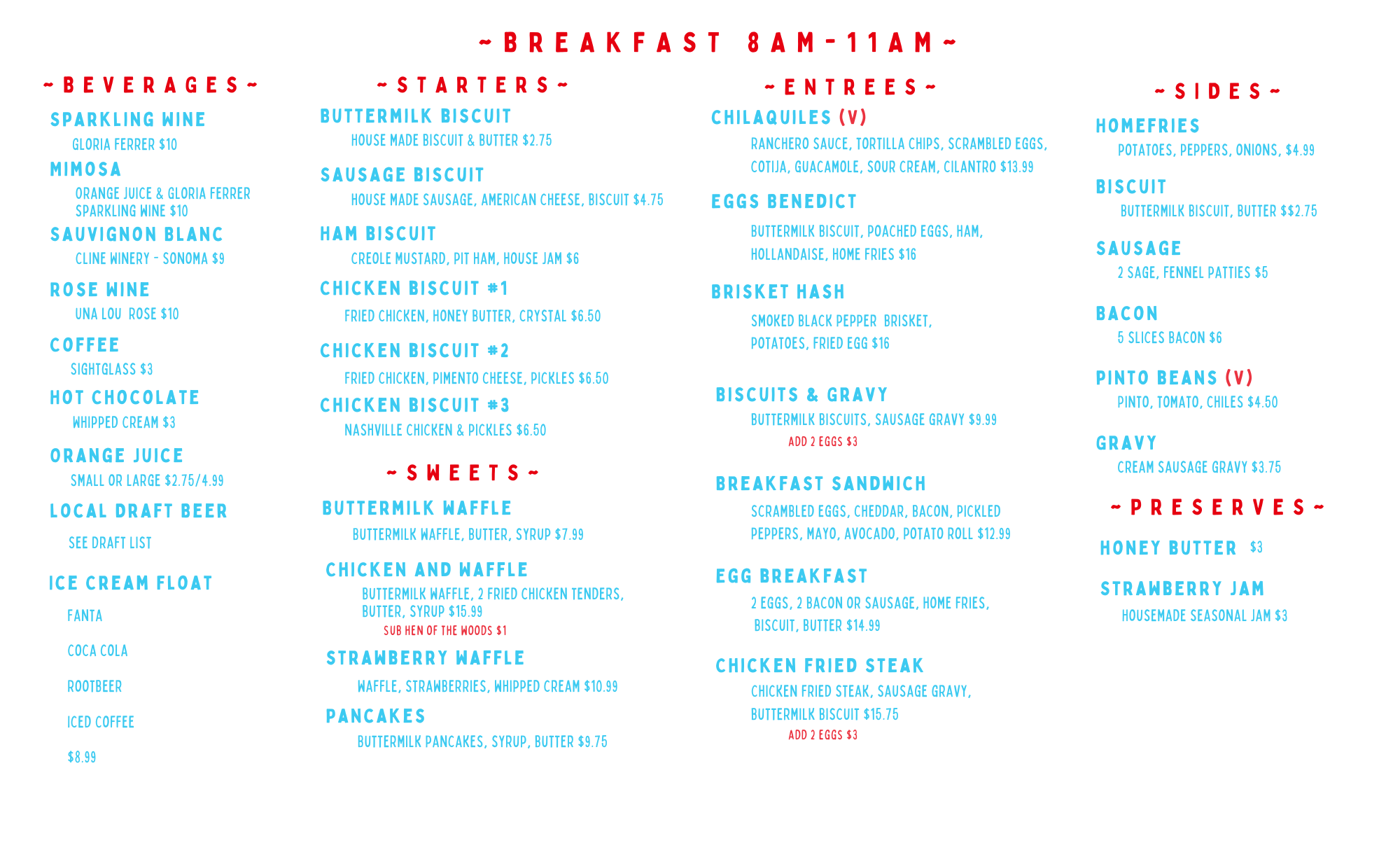 Menu — Lou's Luncheonette