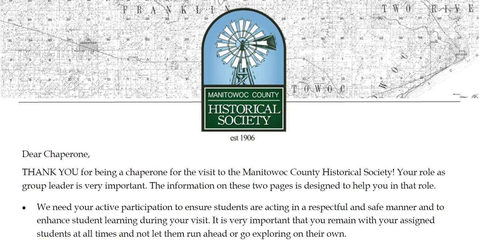 EDU Pre-Visit Information and Forms — Manitowoc County Historical Society