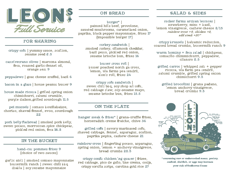 Menu — LEONs FULL SERVICE