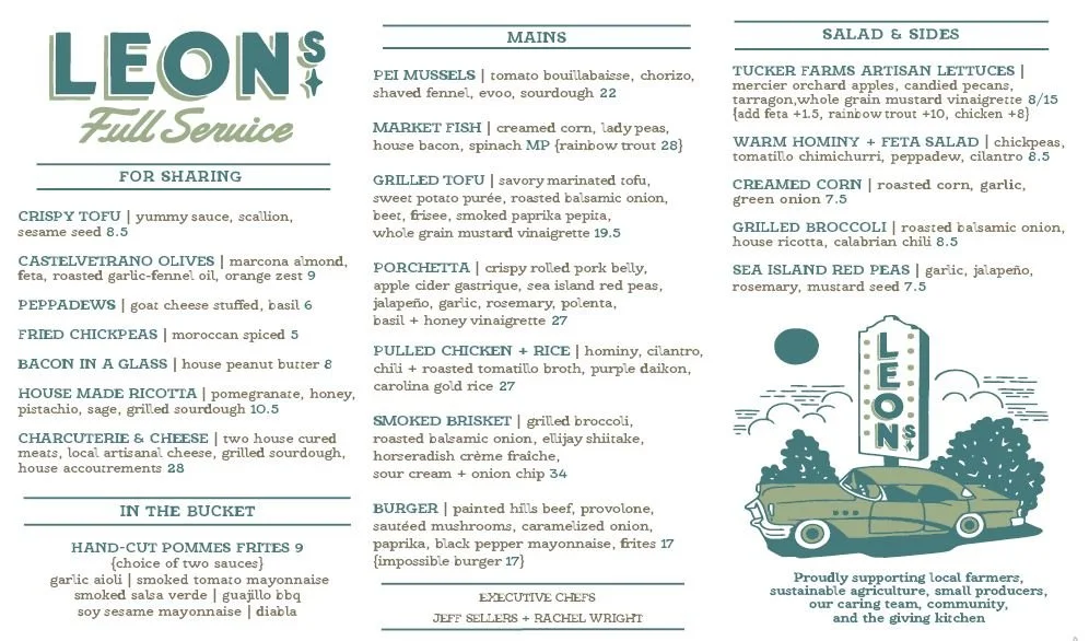 Menu — LEONs FULL SERVICE