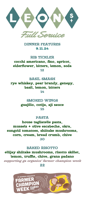 Menu — LEONs FULL SERVICE