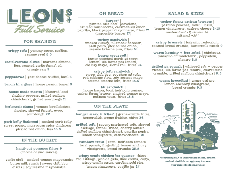 Menu — LEONs FULL SERVICE