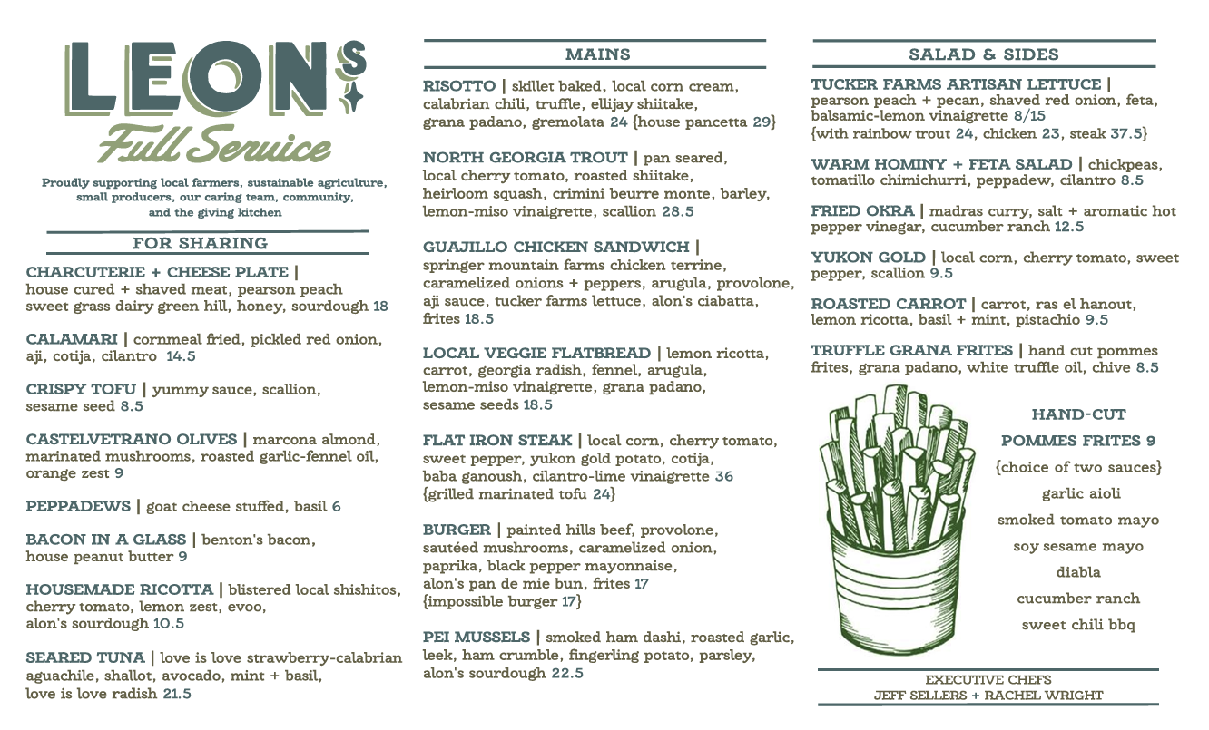 Menu — LEONs FULL SERVICE