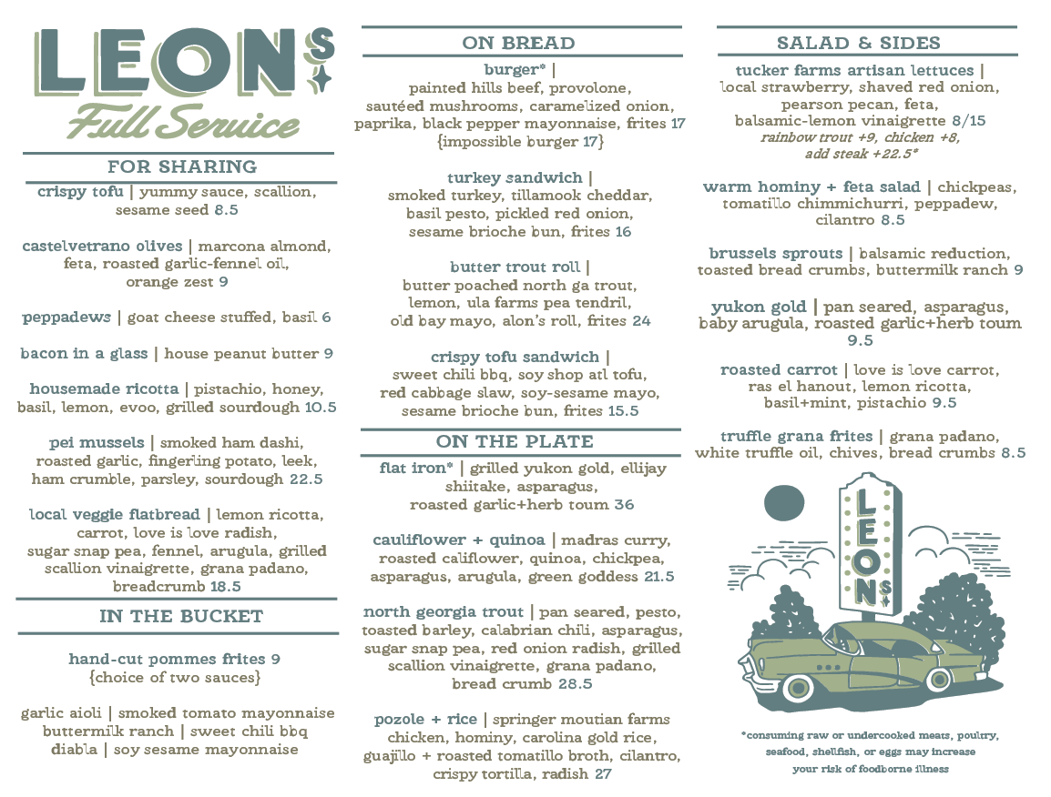 Menu — LEONs FULL SERVICE
