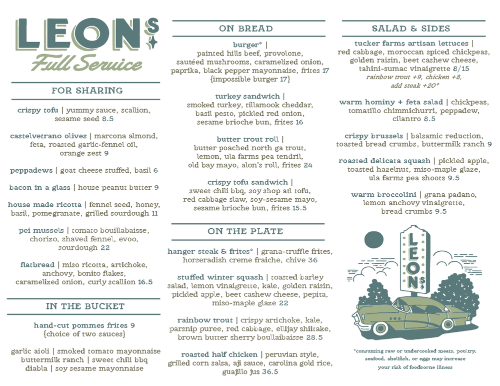 Menu — LEONs FULL SERVICE