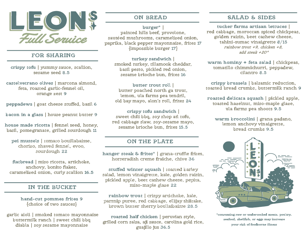 Menu — LEONs FULL SERVICE