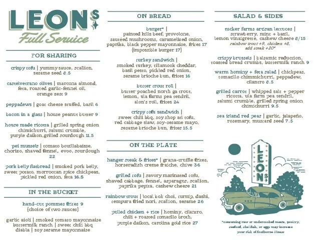 Menu — LEONs FULL SERVICE
