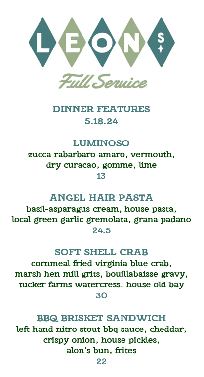 Menu — LEONs FULL SERVICE
