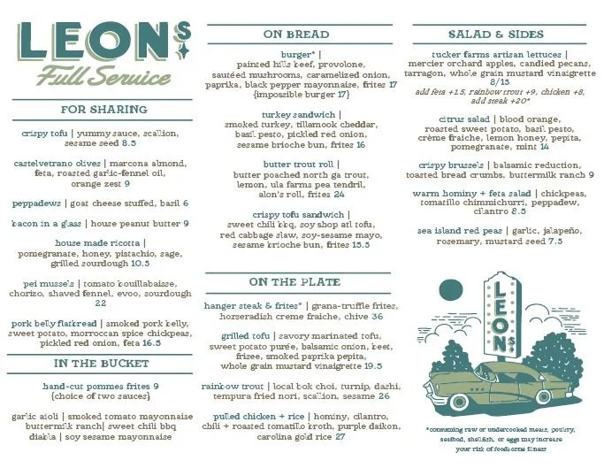Menu — LEONs FULL SERVICE