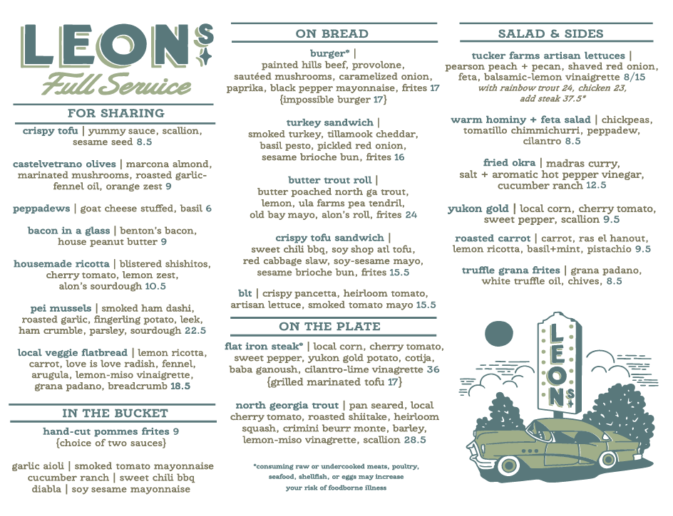 Menu — LEONs FULL SERVICE