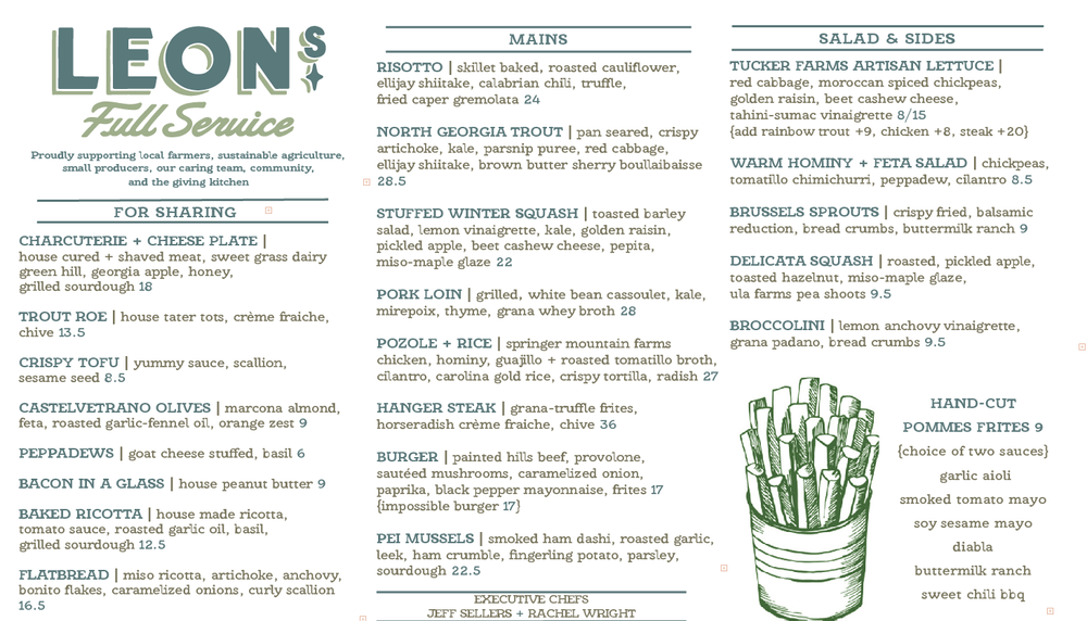 Menu — LEONs FULL SERVICE
