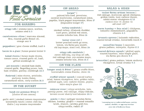 Menu — LEONs FULL SERVICE