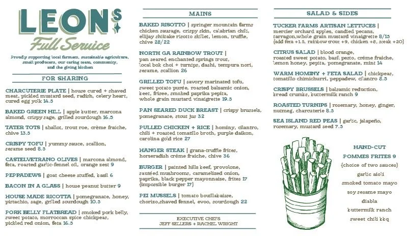 Menu — LEONs FULL SERVICE