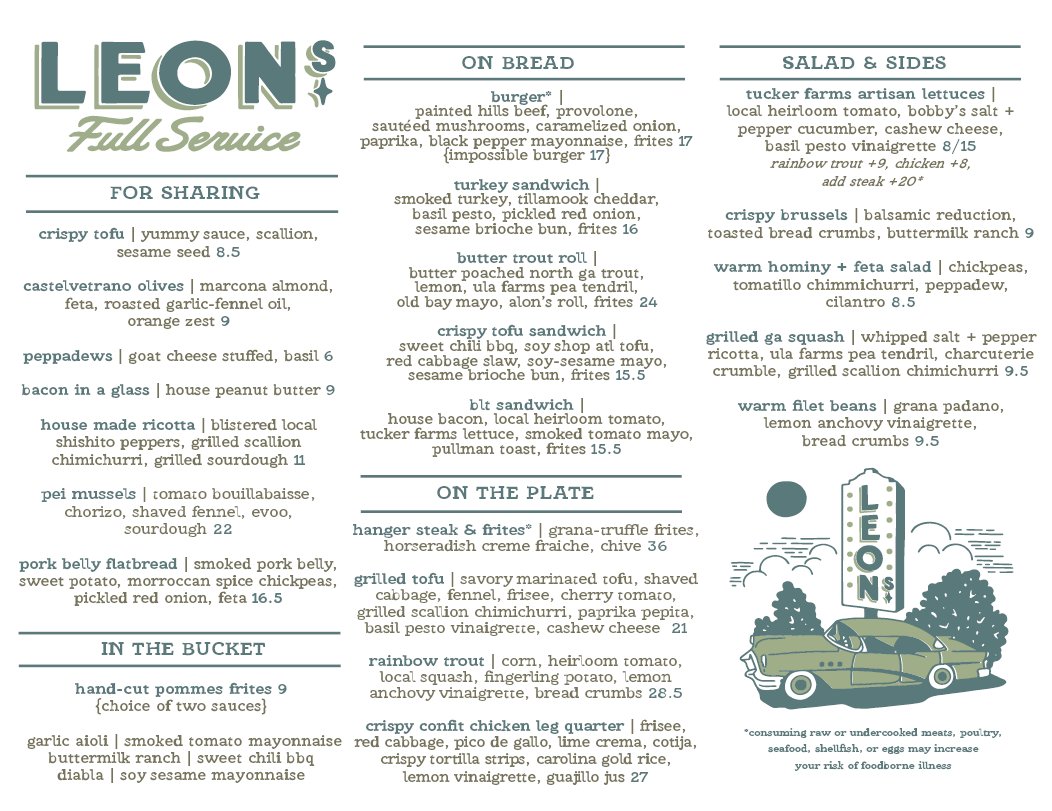 Menu — LEONs FULL SERVICE