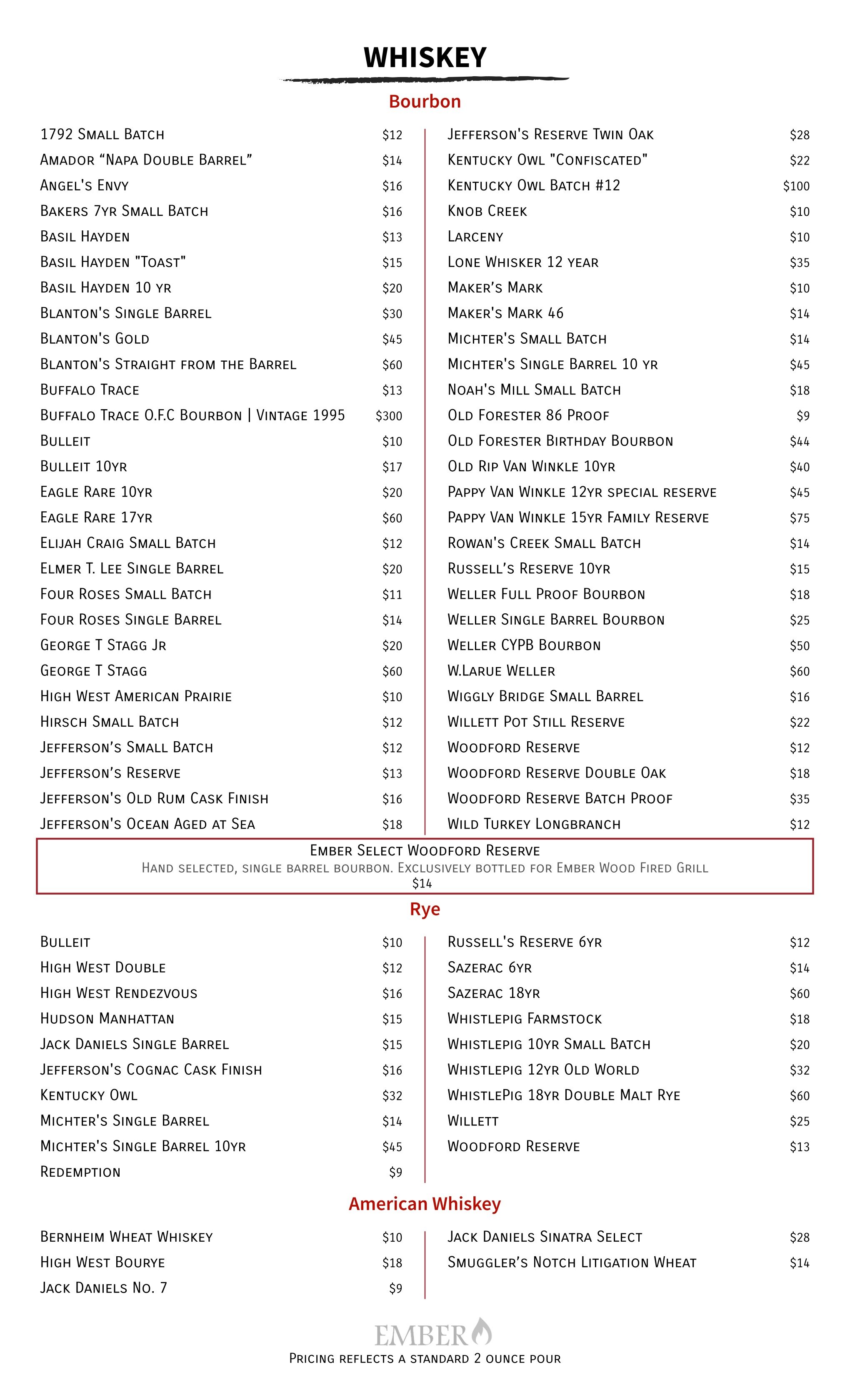 Whiskey Selection — Ember