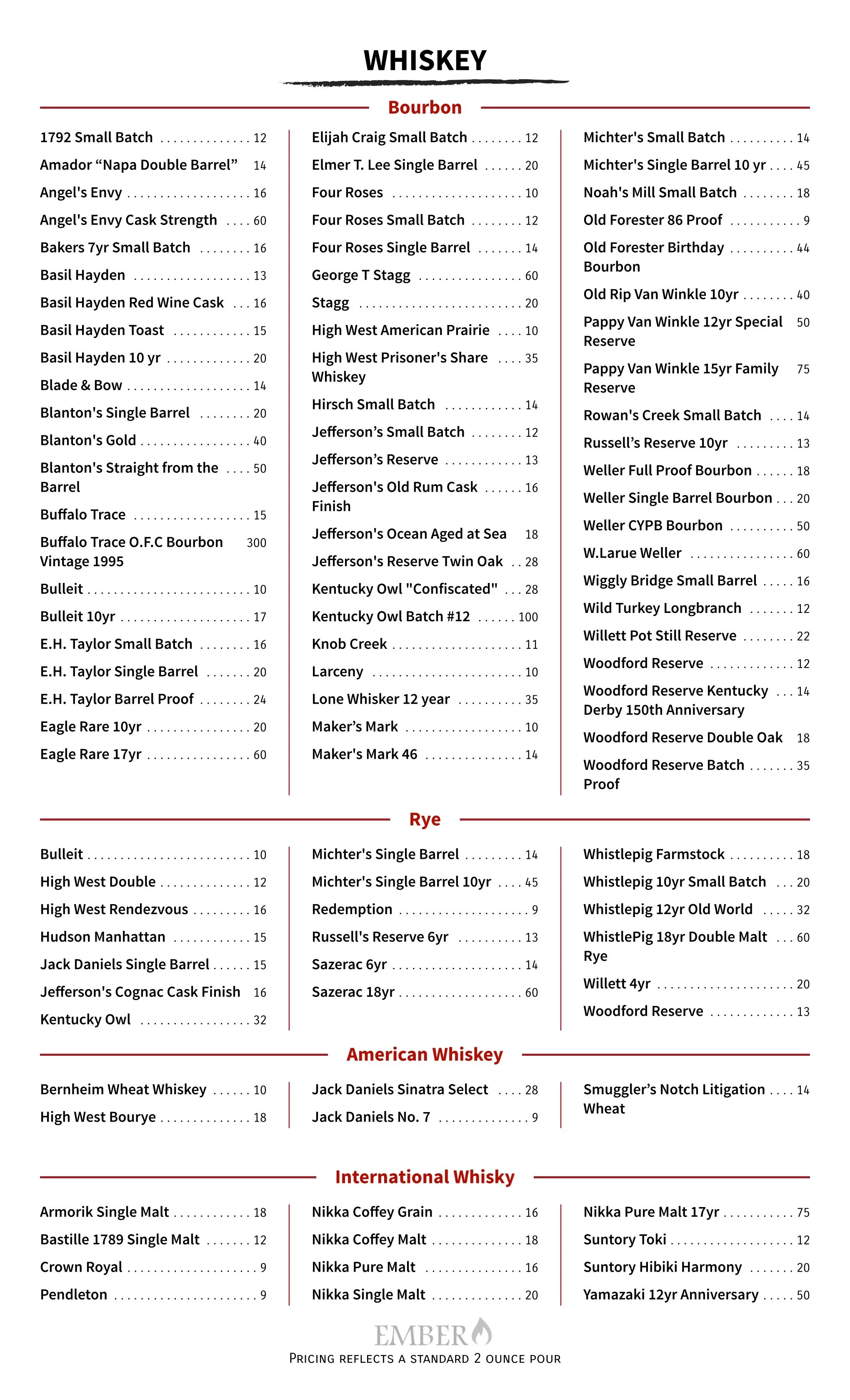 Whiskey Selection — Ember