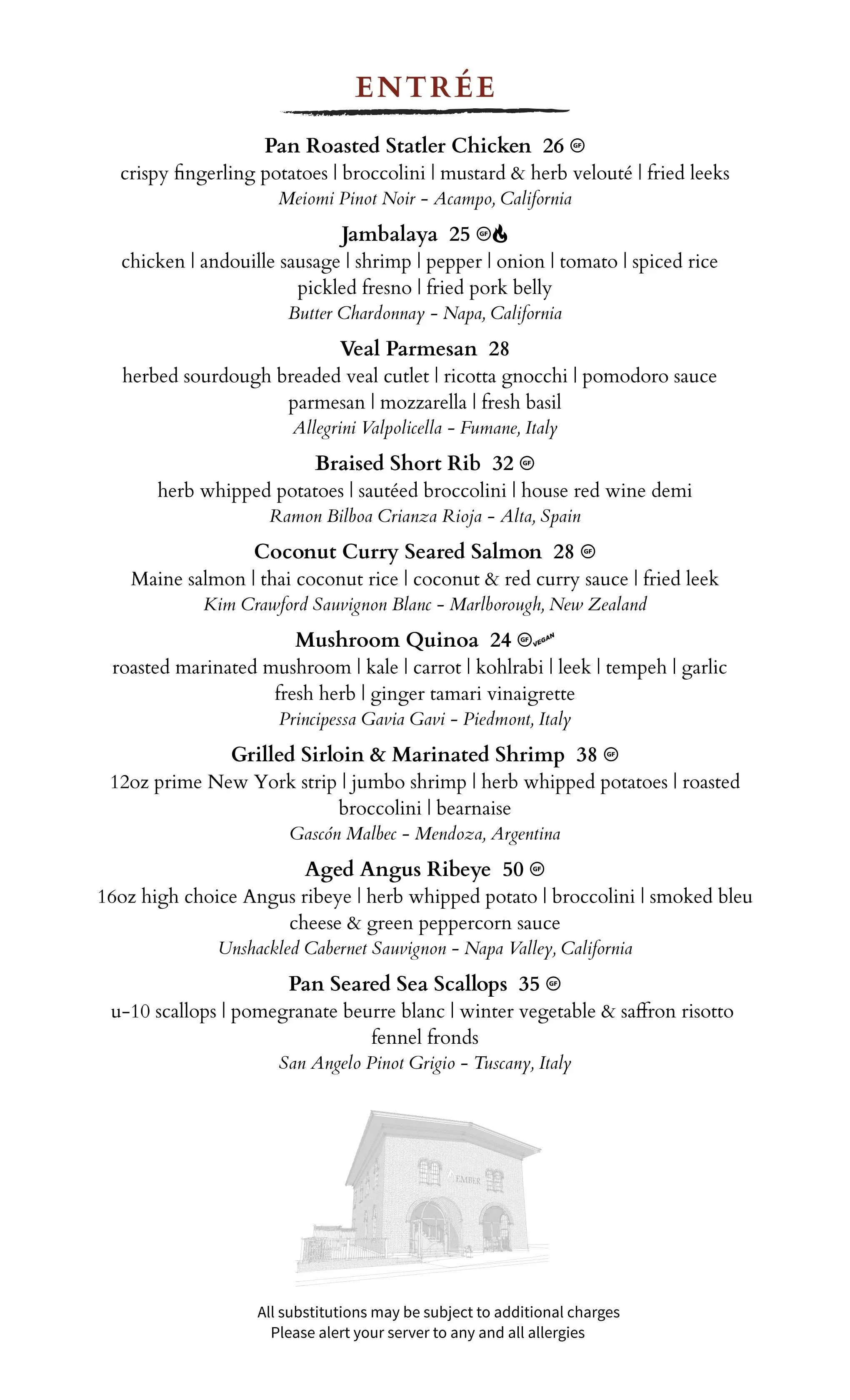 Dinner Menu — Ember