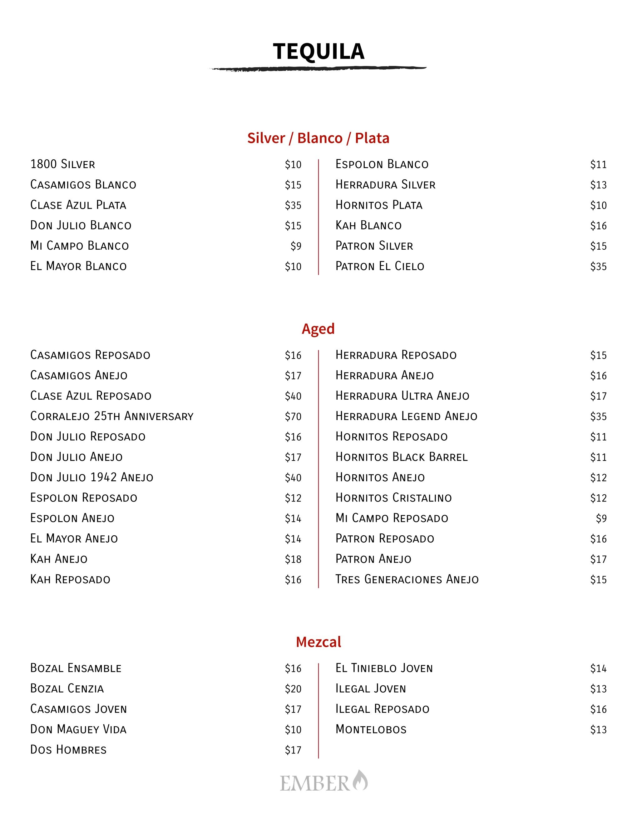 Tequila Selection — Ember