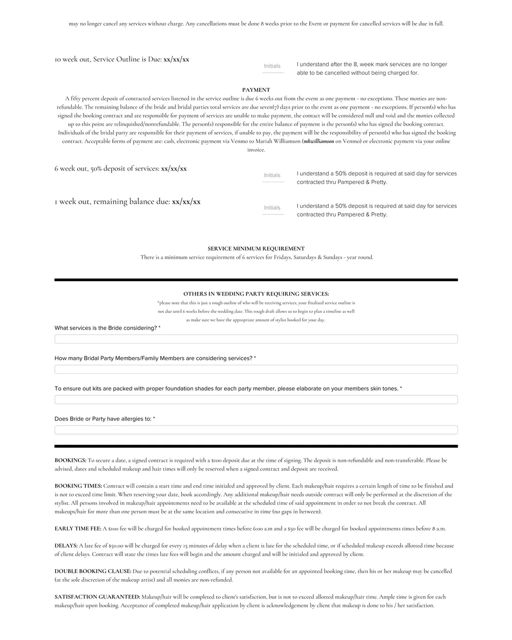 Bridal Makeup Artist Contract Template | Makeupview.co