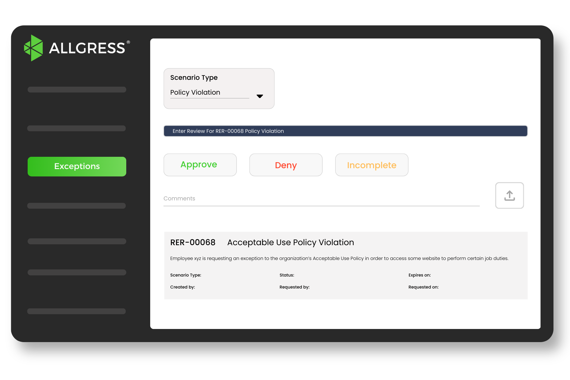 Risk Exception Management — Allgress