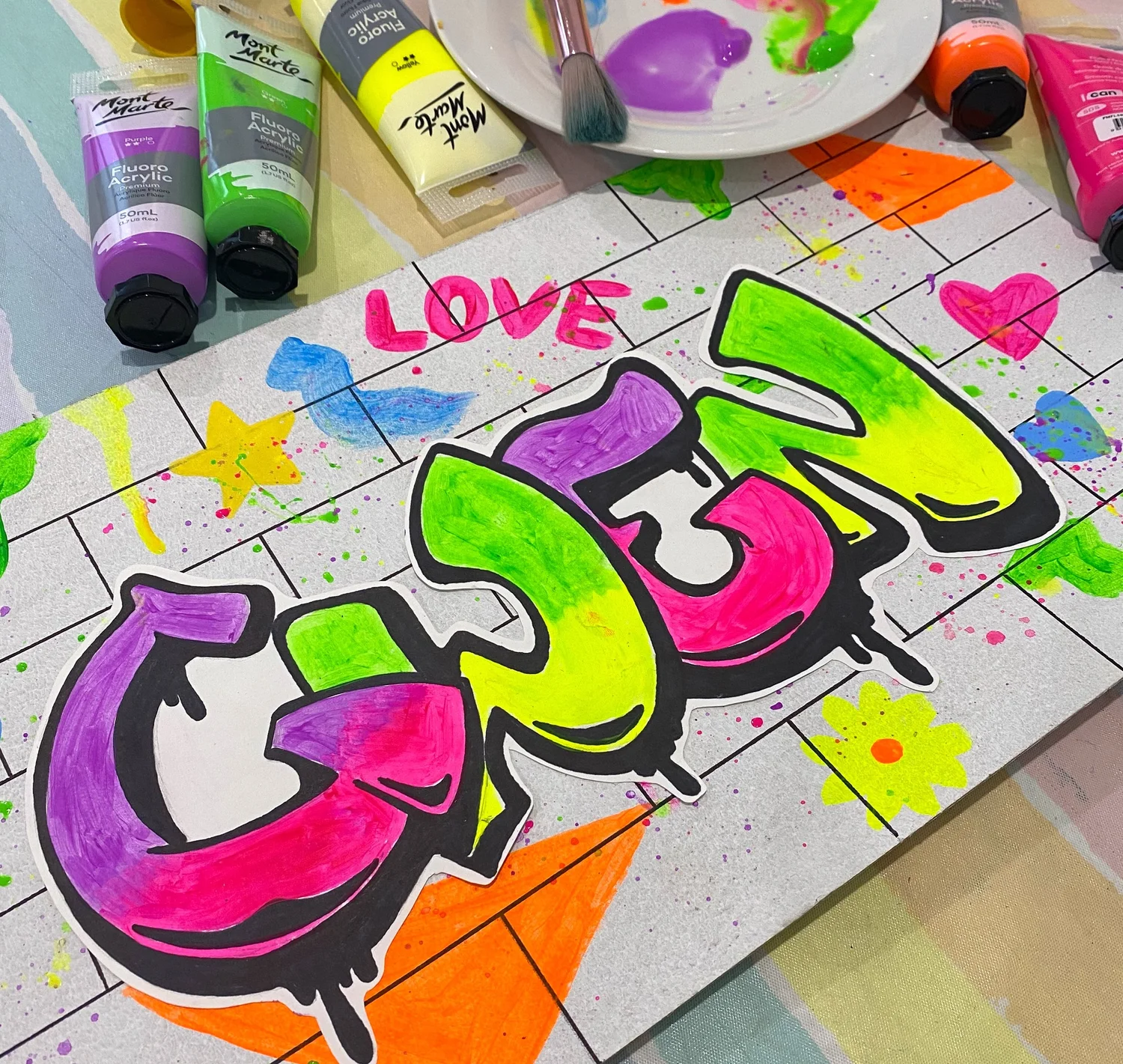 Neon Graffiti Art kids class — Gloworm Studios