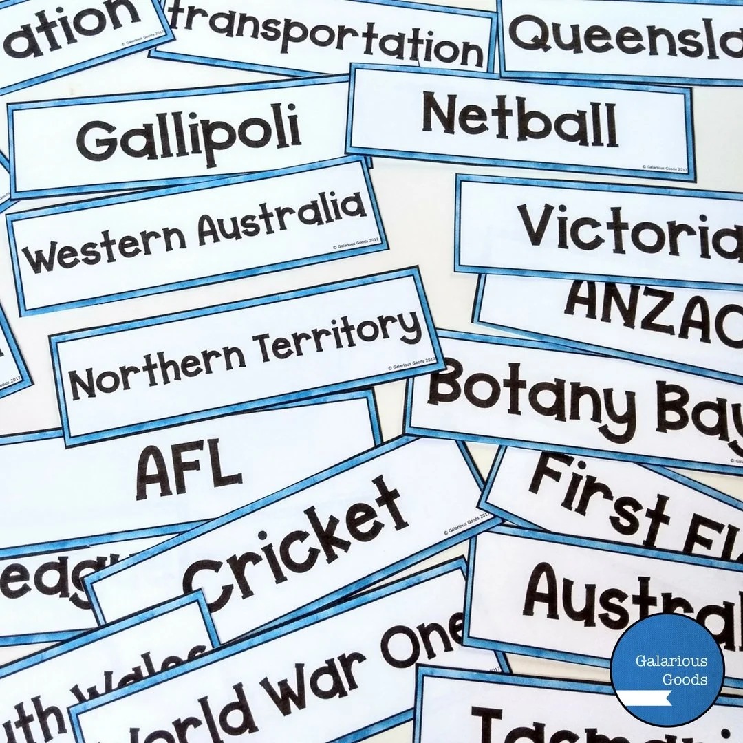 Australia Vocabulary Word Wall and Posters — Galarious Goods