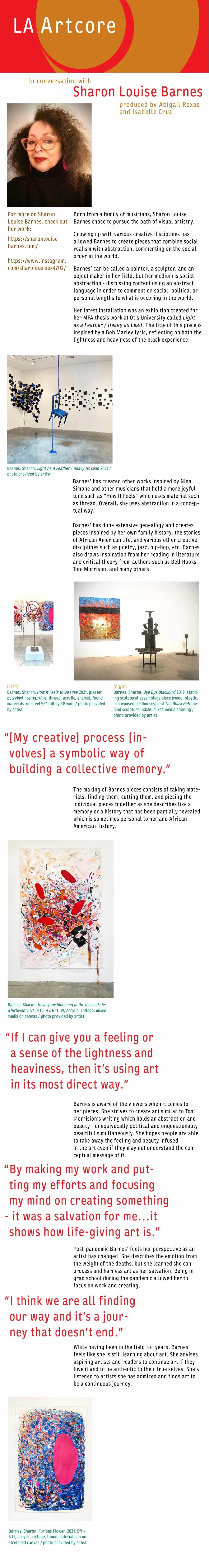 Sharon Barnes - To Be A Visual Artist — LA Artcore