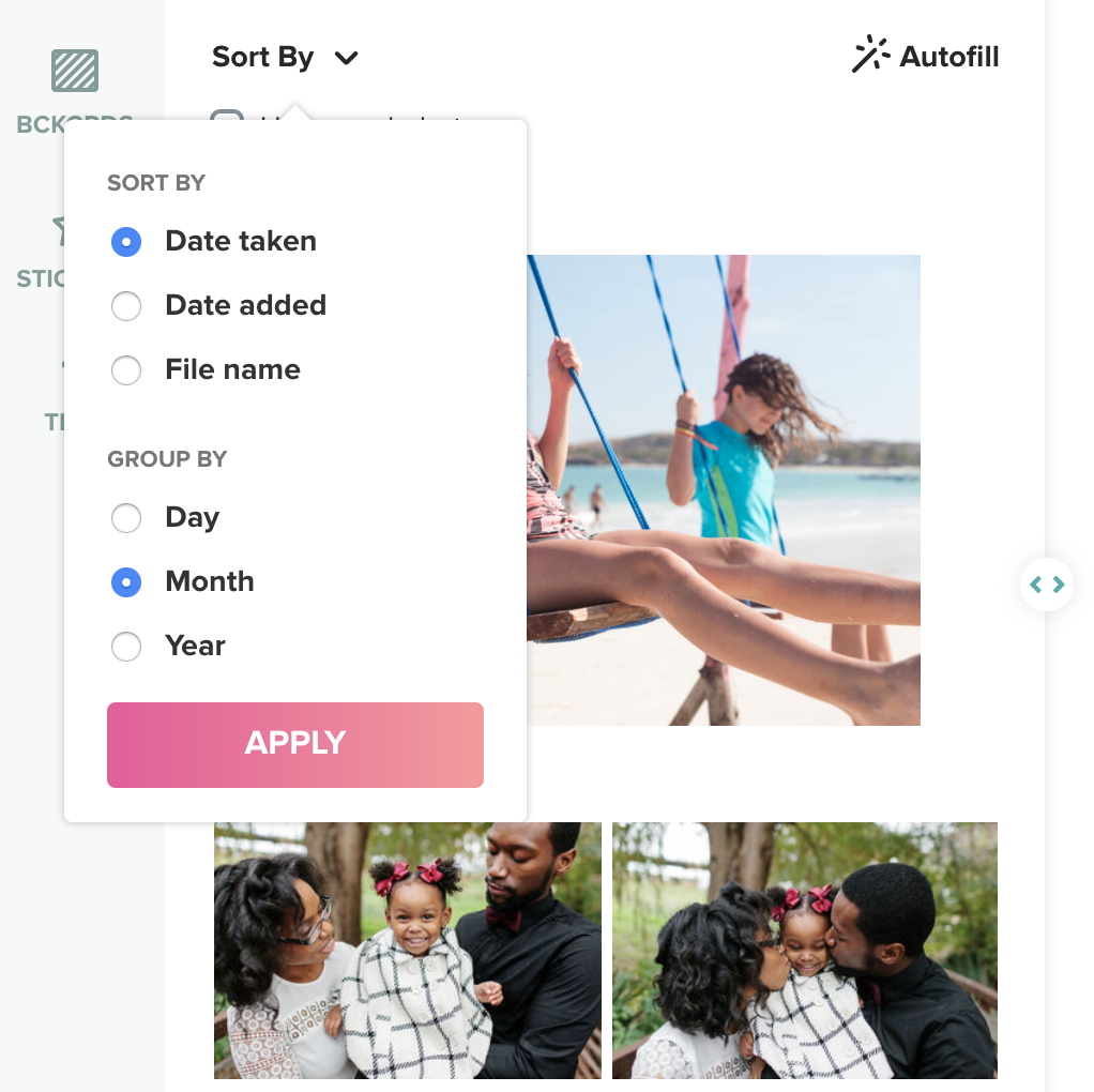 Editor Tip: Sorting Photos in Your Mixbook Projects