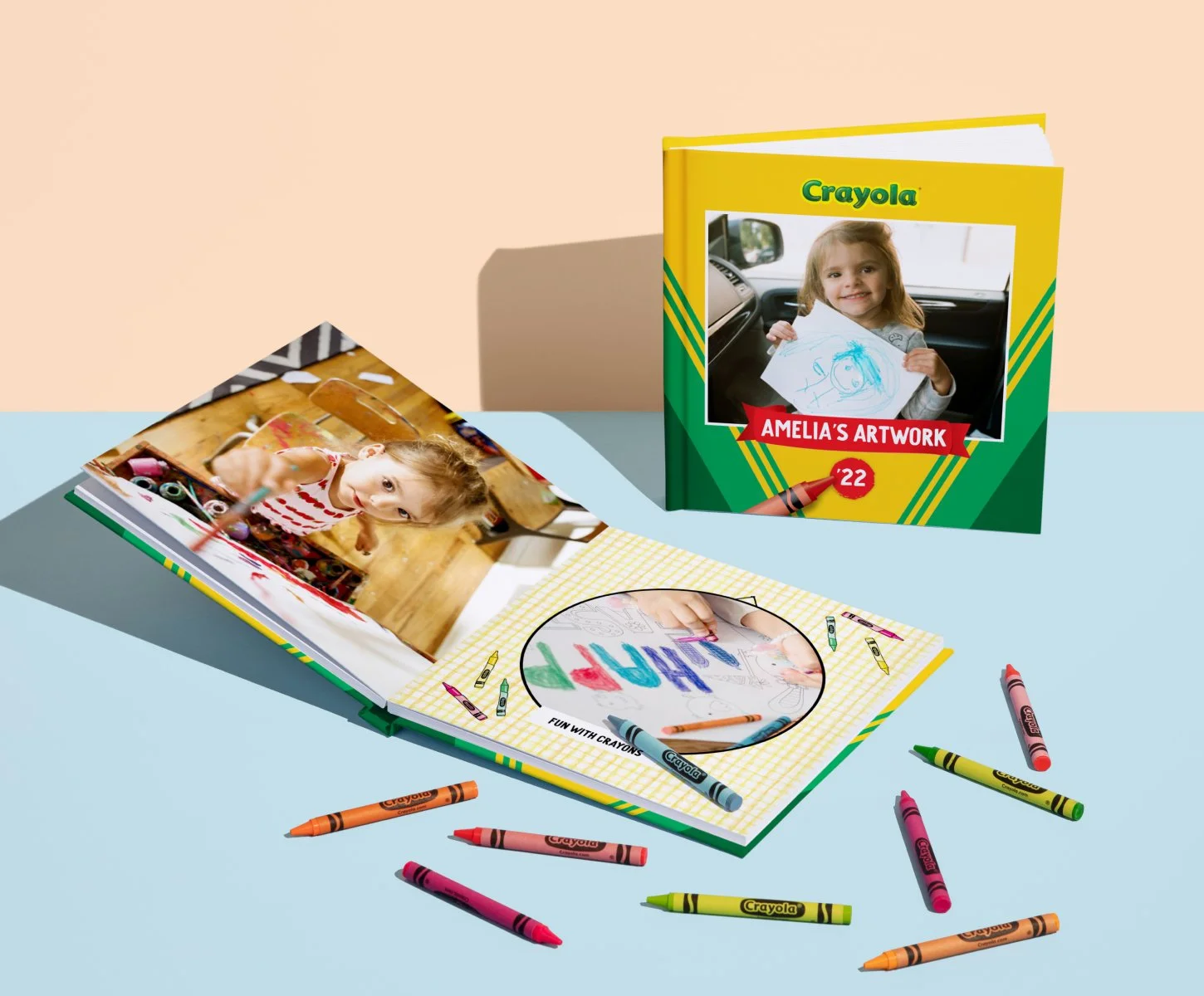 4 Ways To Customize Our New Photo Book theme, “Kids Art Book” by Crayola