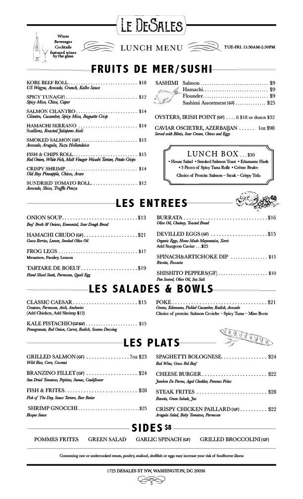 Lunch — LE DESALES
