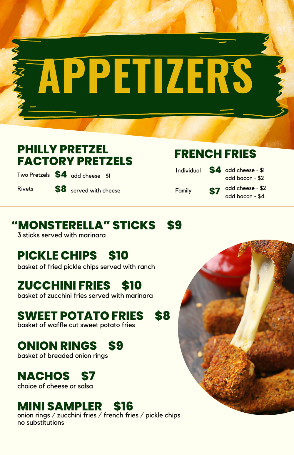 Menu — Fun Fore All Family Fun Park