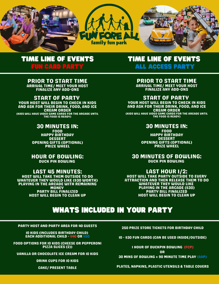 Birthday Parties — Fun Fore All Family Fun Park