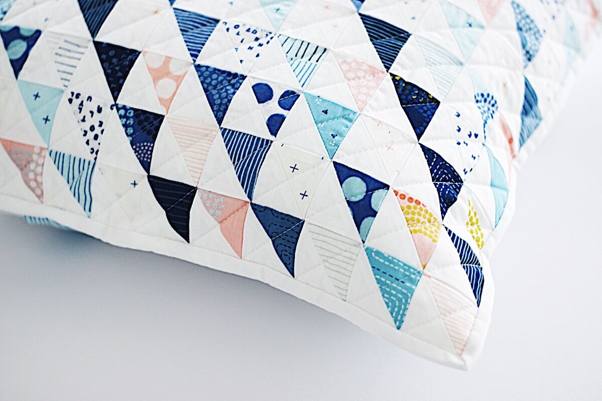 How to Sew a Half-Square Triangle Pillow with 2 Minicharm Packs
